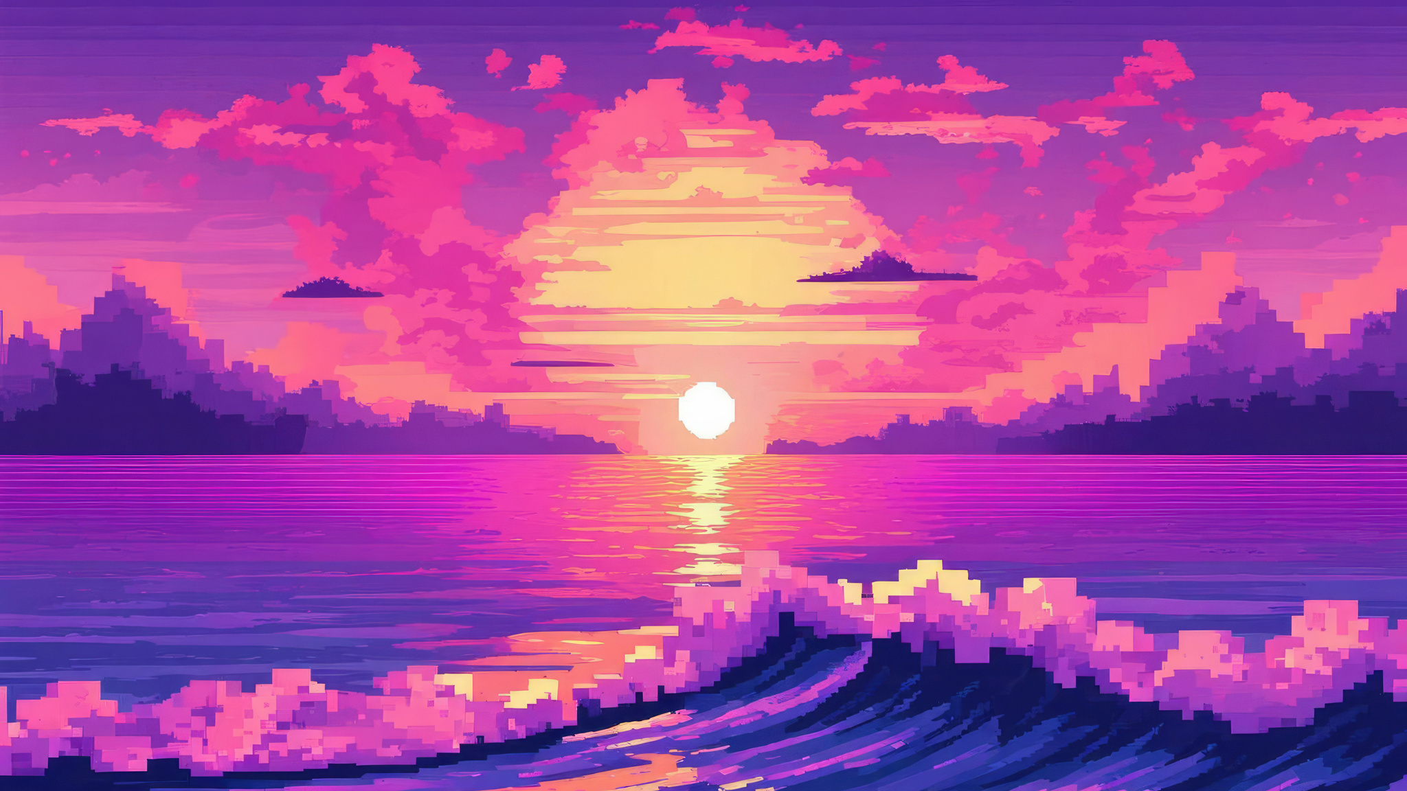 2048x1152 8 Bit Synthwave 4k Wallpaper,2048x1152 Resolution HD 4k ...