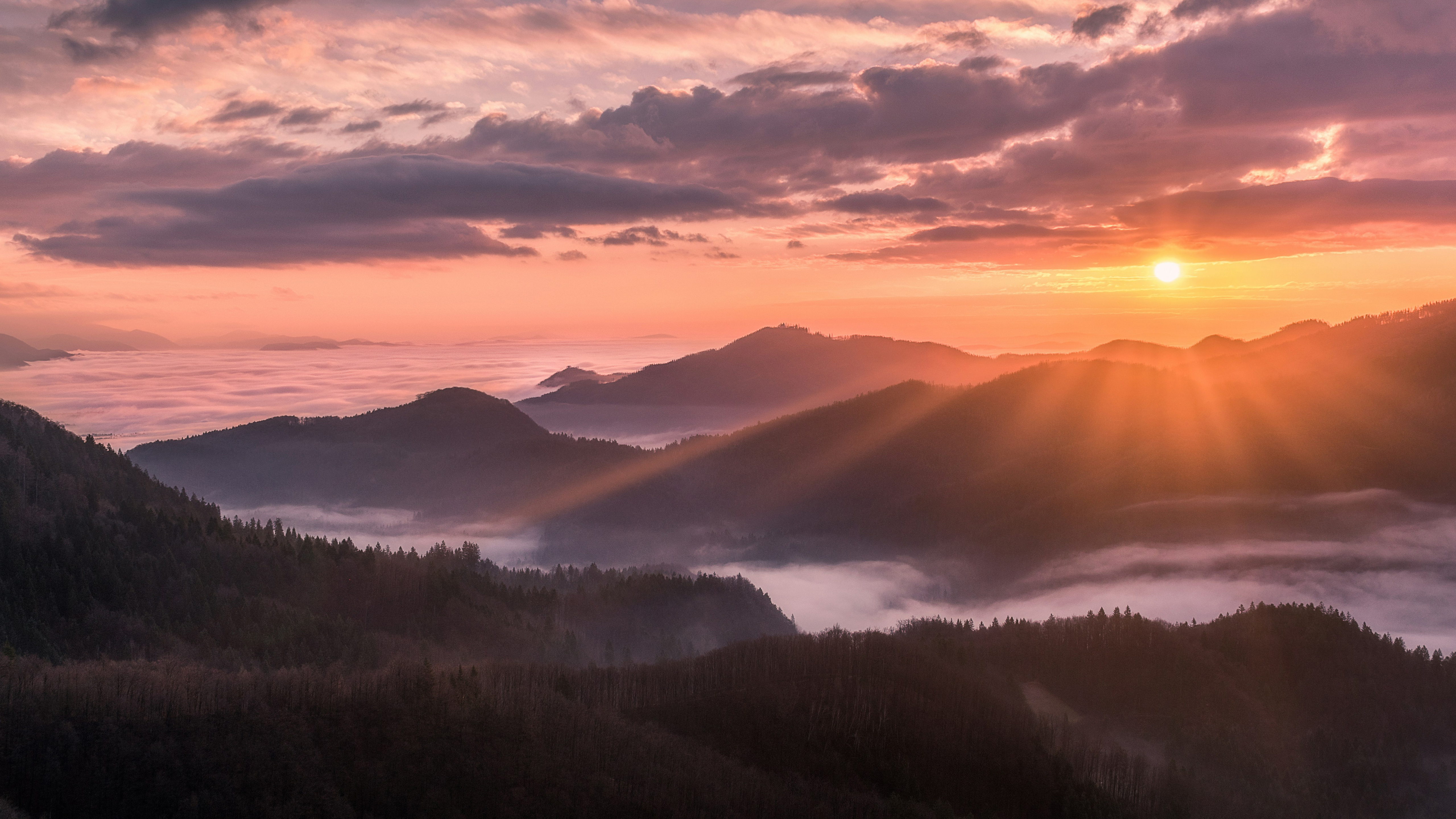 5120x2880 A Colorful Sunrise From A Small Hill In The Village Of Jamnik 5K ,HD 4k Wallpapers ...