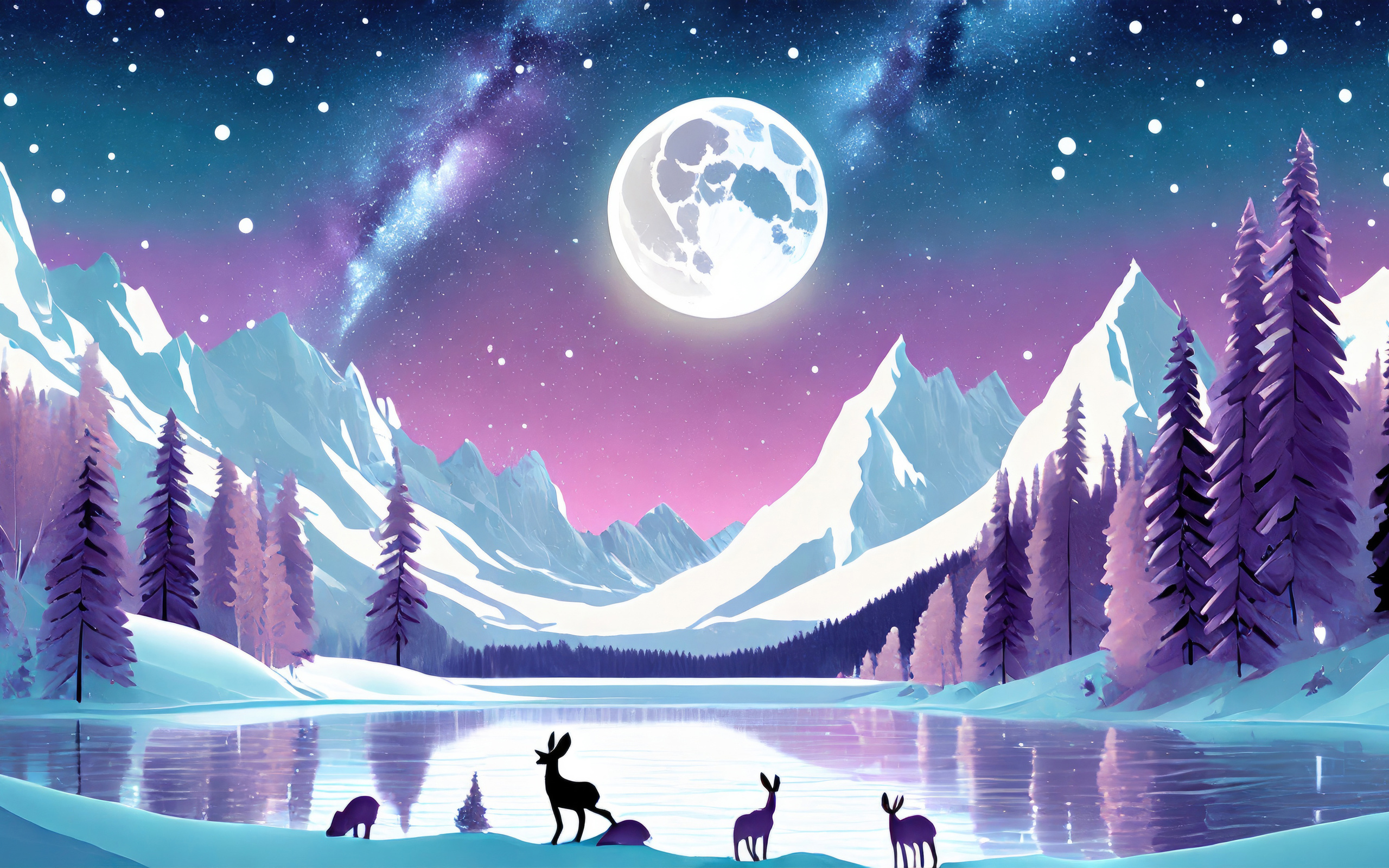 2560x1600 Animals Moon Cold Night Wallpaper,2560x1600 Resolution HD 4k ...