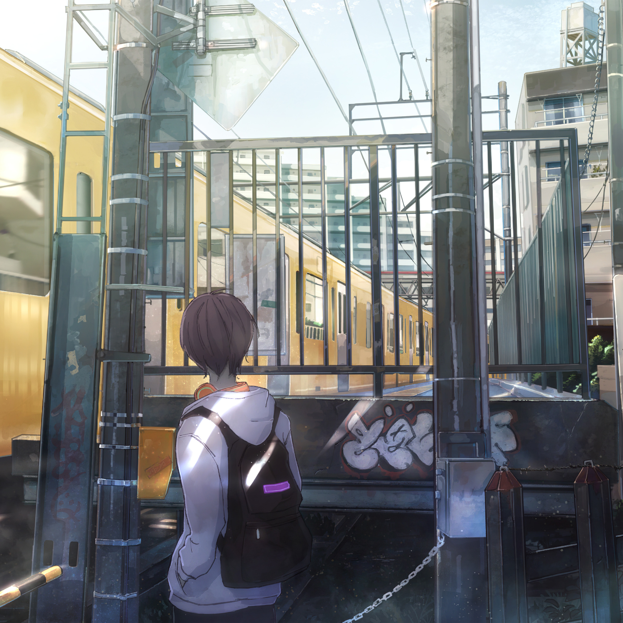 2048x2048 Anime Boy Train Ipad Air ,HD 4k Wallpapers,Images,Backgrounds ...