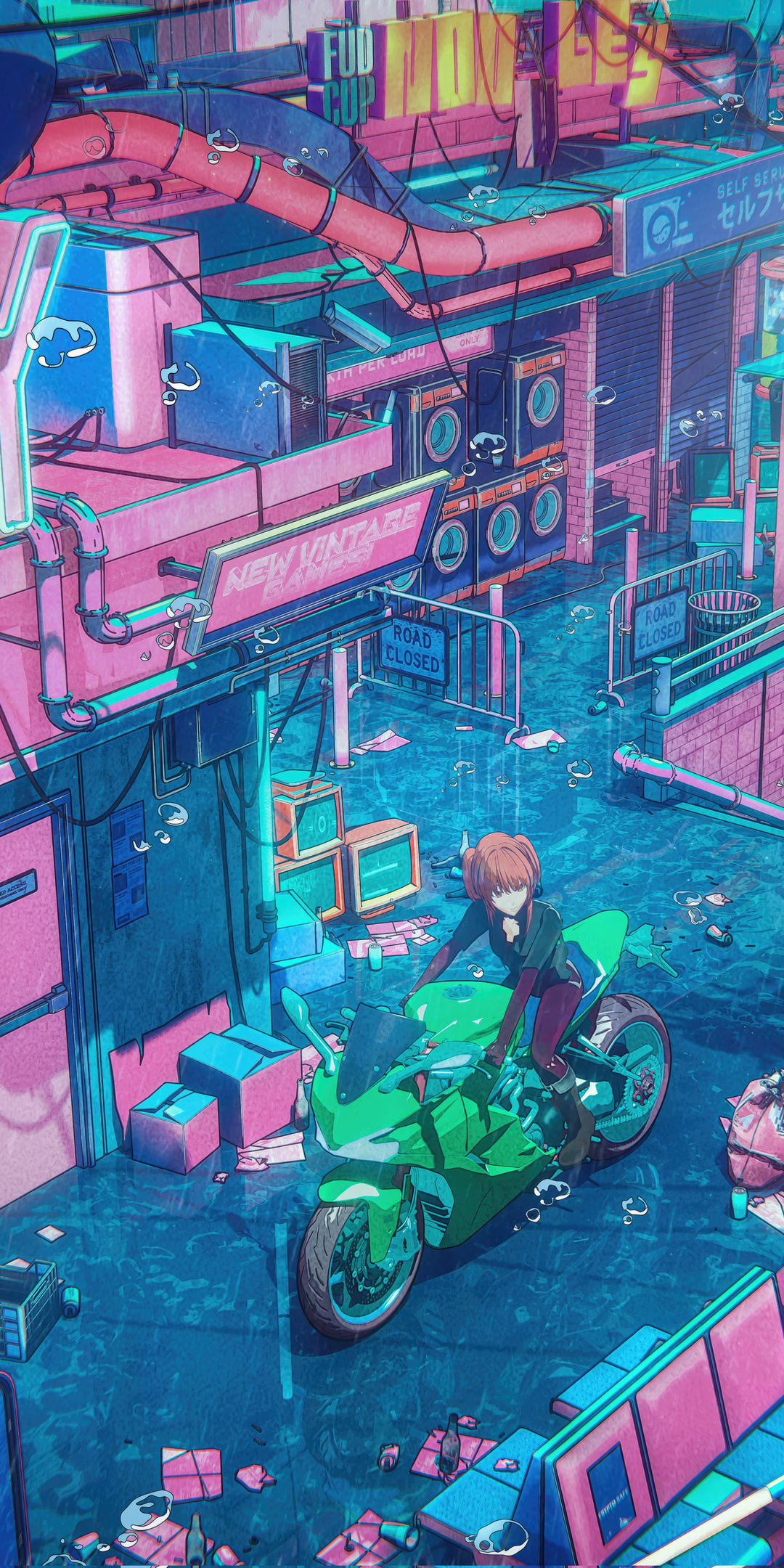 1080x2160 Anime Girl Biker Roaming The Sci Fi World One Plus 5T,Honor ...