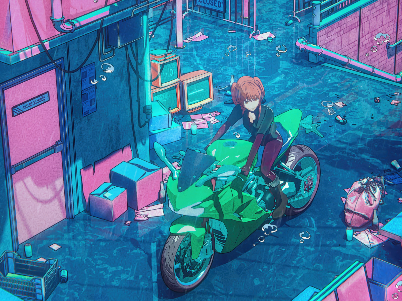 1600x1200 Anime Girl Biker Roaming The Sci Fi World Wallpaper,1600x1200 ...