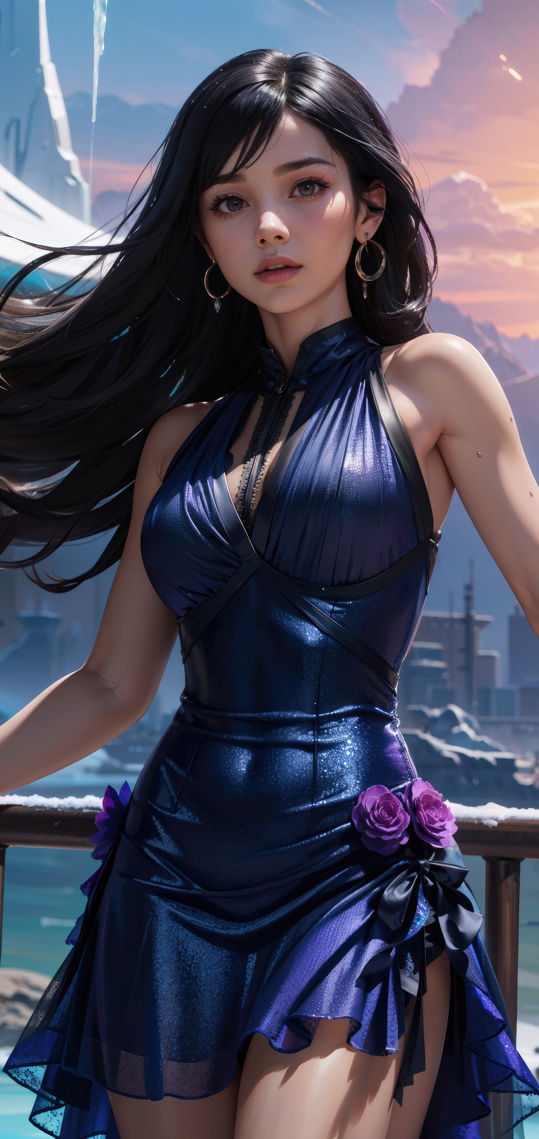 1080x2280 Anime Girl Blue Dress 4k One Plus 6huawei P20honor View 10vivo Y85oppo F7xiaomi