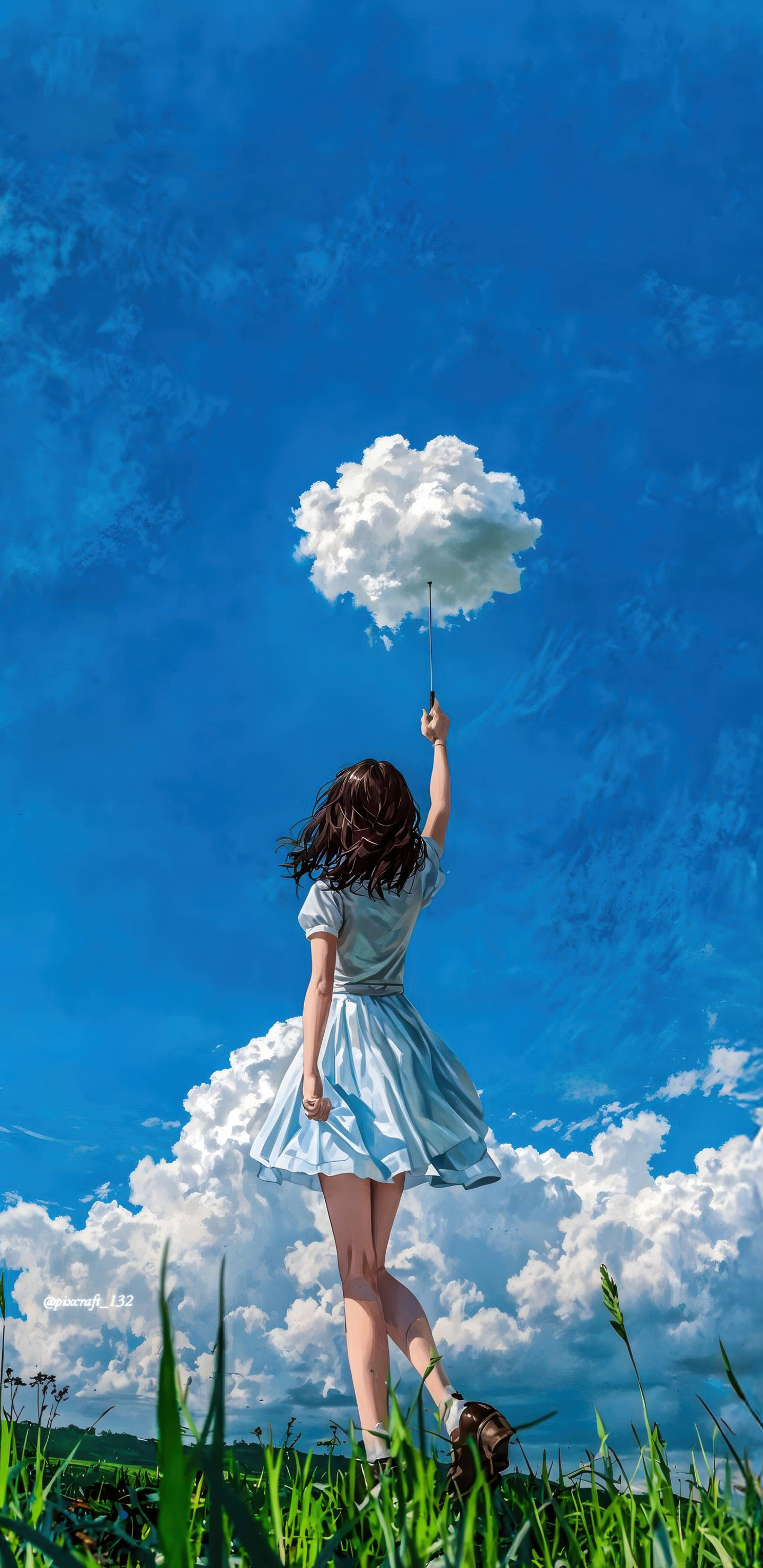 1440x2960 Anime Girl Chasing Blue Sky Dreams Samsung Galaxy Note 9,8 ...