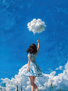240x320 Anime Girl Chasing Blue Sky Dreams Nokia 230, Nokia 215 ...