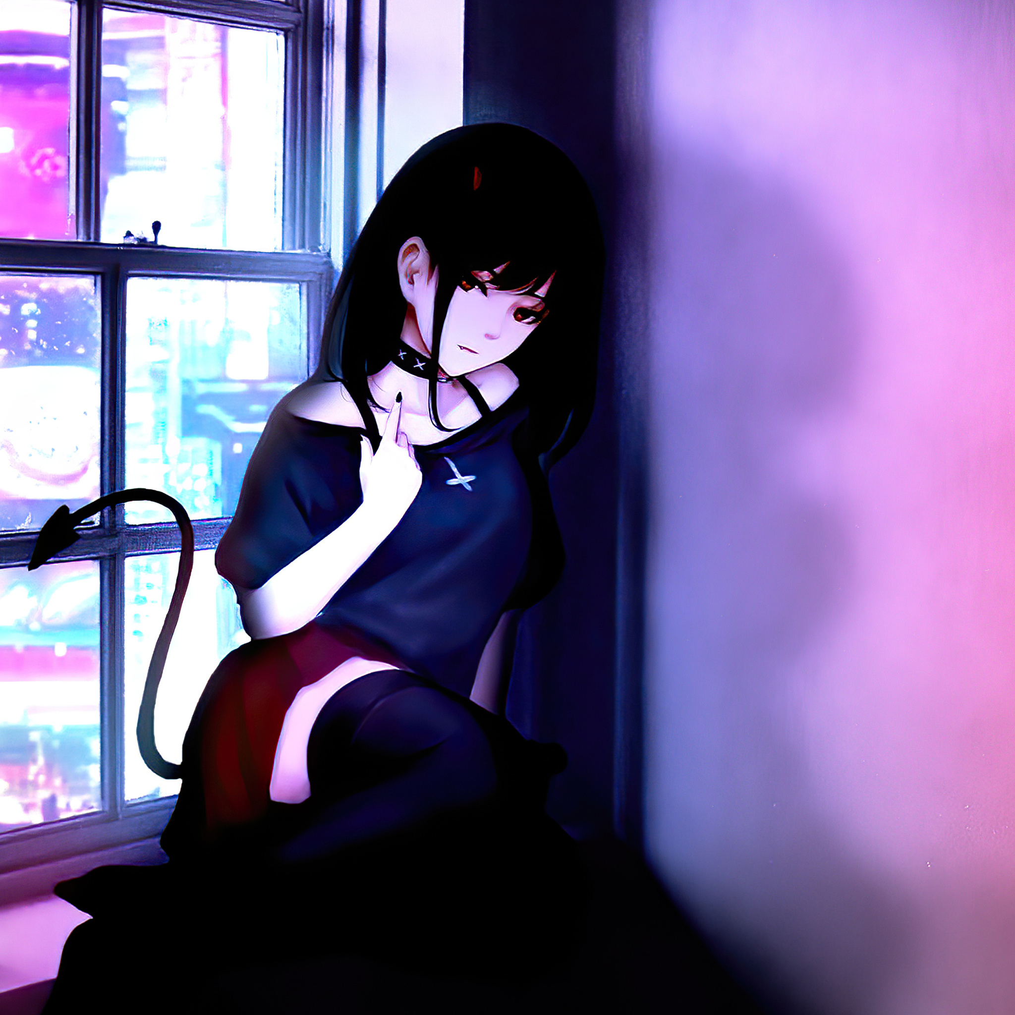 2048x2048 Anime Girl Demon Tail Ipad Air ,HD 4k Wallpapers,Images ...