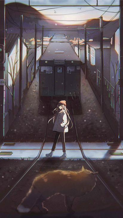 412x732 Anime Girl Passing Railway Track 4k 412x732 Resolution HD 4k ...