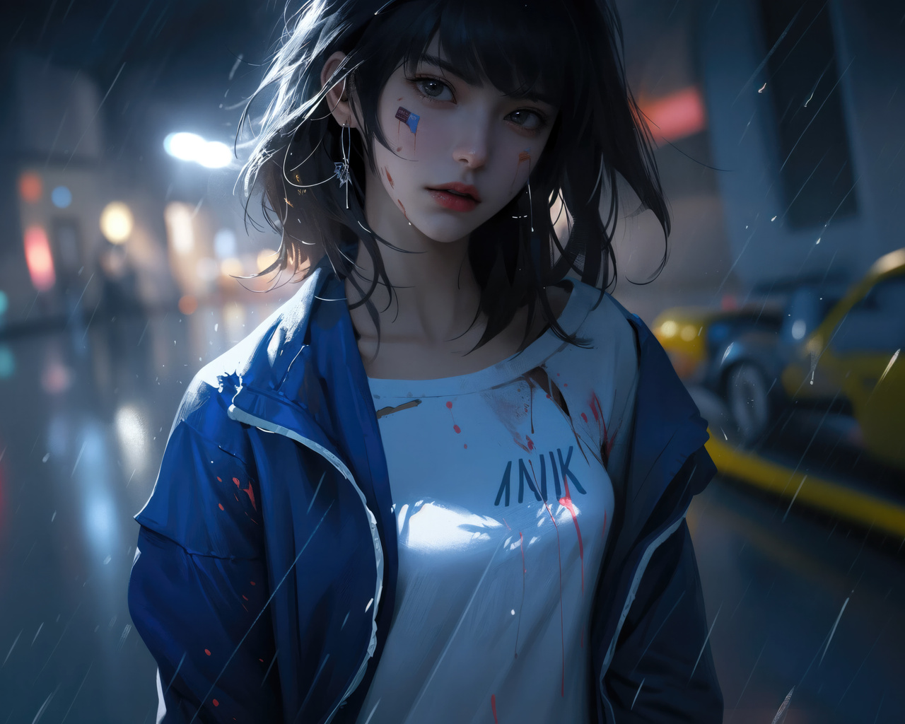 1280x1024 Anime Girl Rainy Reflections Of Loneliness Wallpaper ...