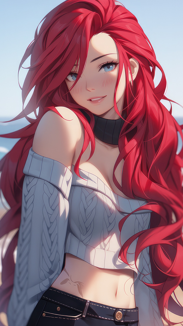 640x1136 Anime Girl Redhead Girl Art Looking At Viewer Iphone 5 5c 5s
