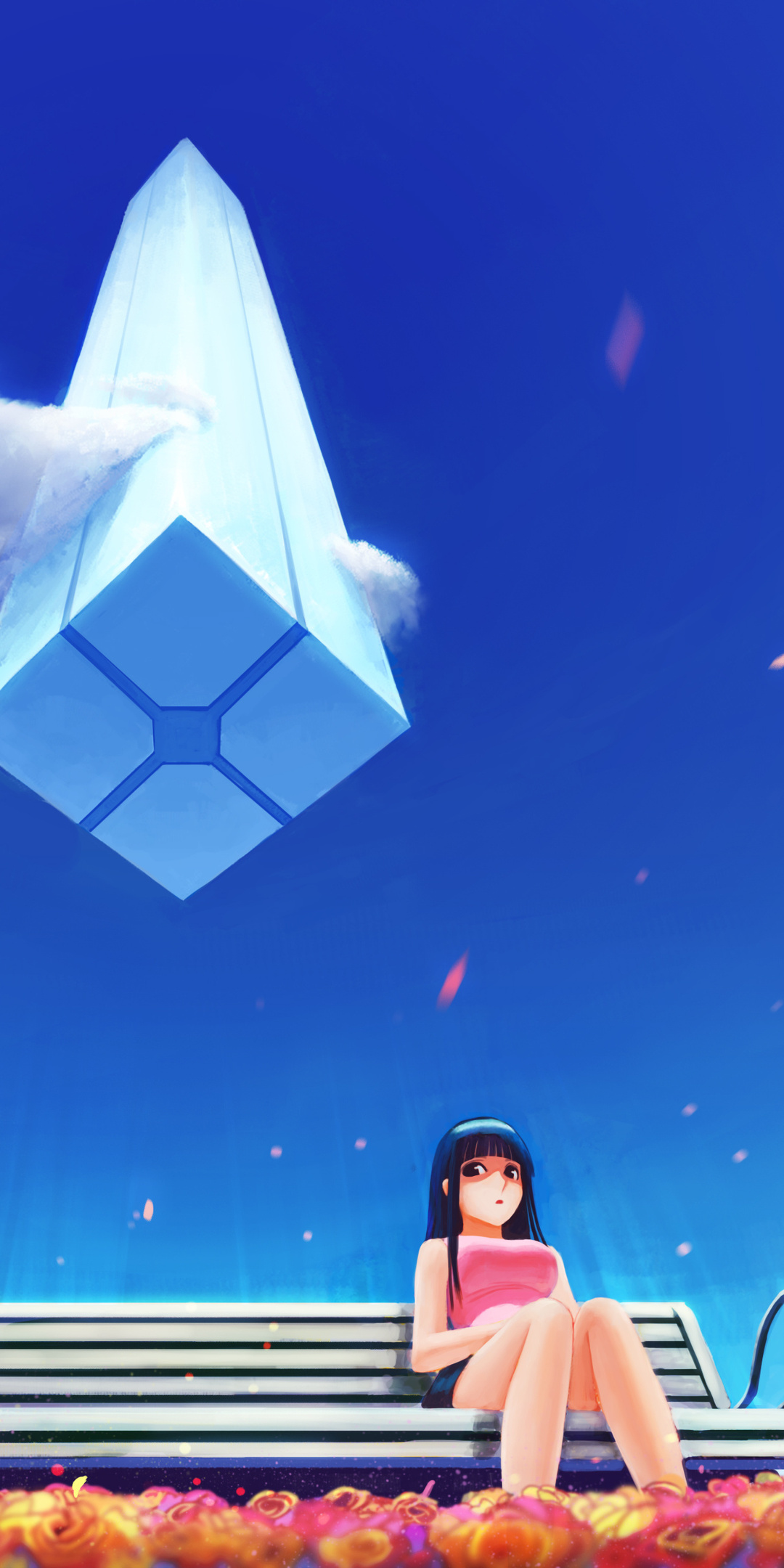 1080x2160 Anime Girl Sitting On Bench 4k One Plus 5t Honor 7x Honor