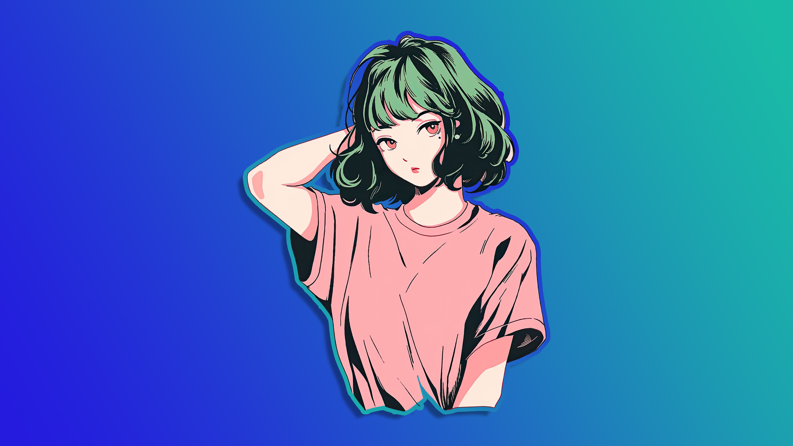 2560x1440 Anime Girl Sticker Art 1440P Resolution ,HD 4k Wallpapers ...