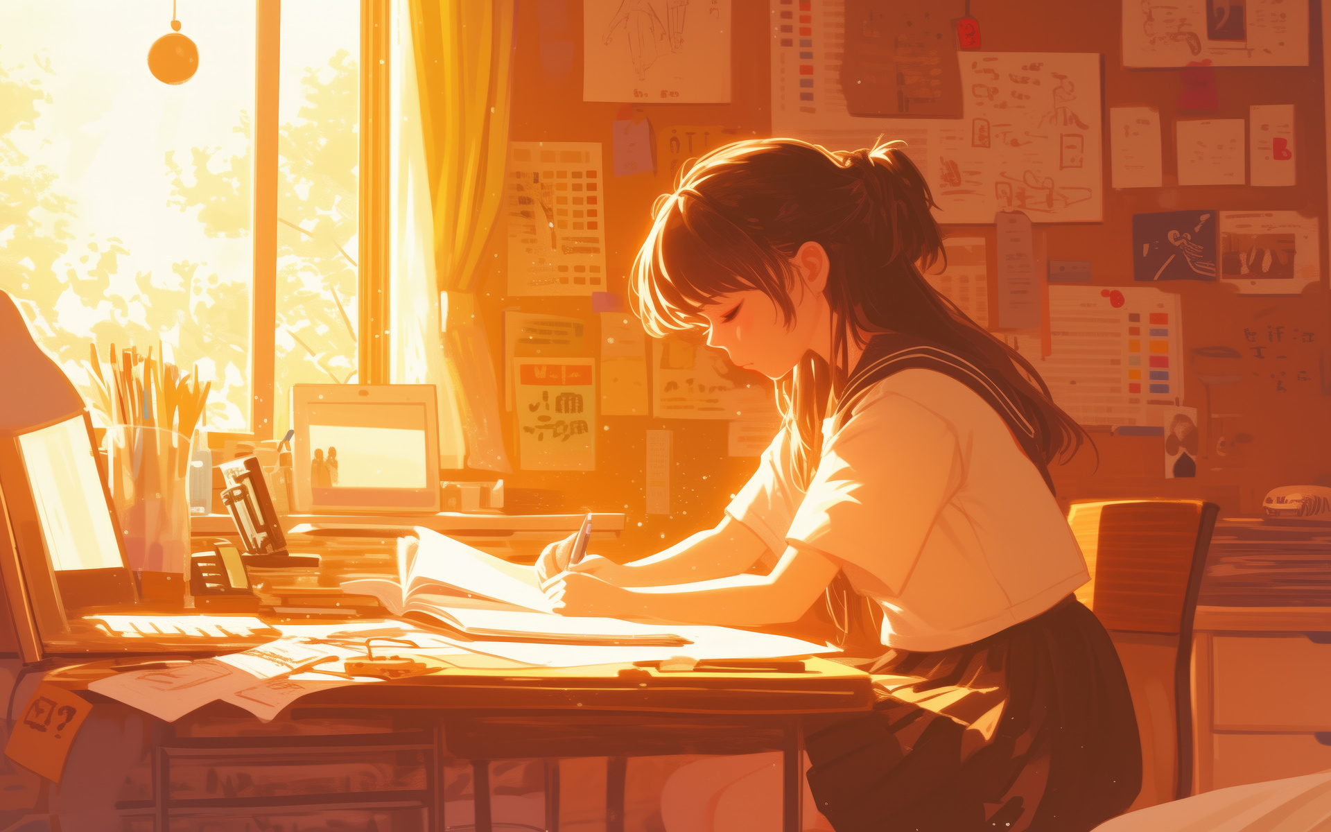 1920x1200 Anime Girl Study Session 1080P Resolution ,HD 4k Wallpapers ...