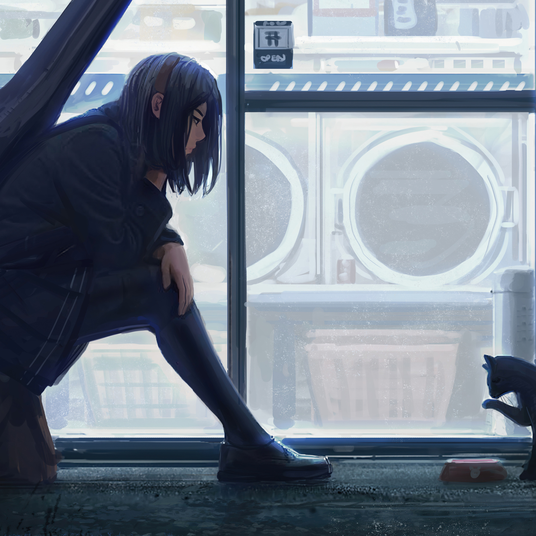 2048x2048 Anime Girl Talking To My Friend 5k Ipad Air ,HD 4k Wallpapers ...