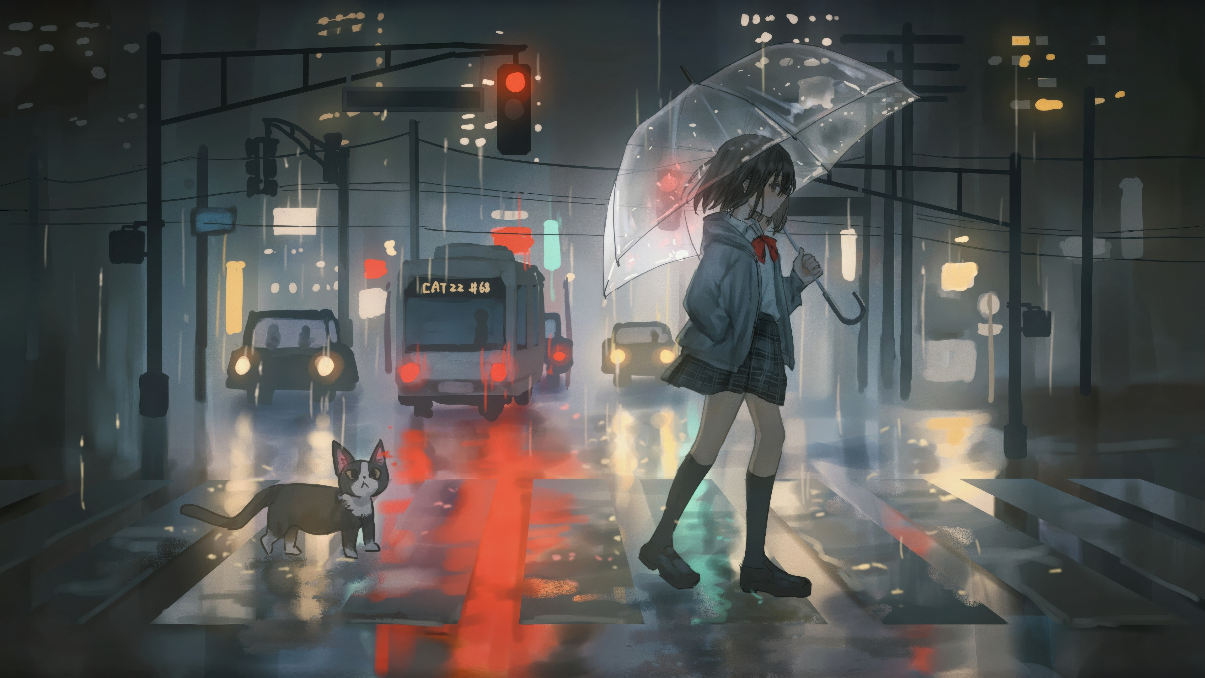 3840x2160 Anime Girl Walking In Tokyo Rainy Night 4K ,HD 4k Wallpapers ...