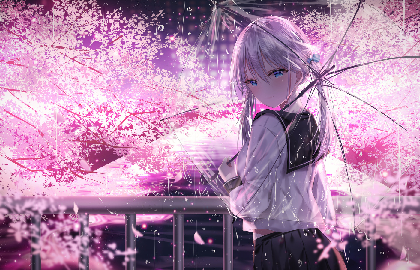 1400x900 Anime Girl With Umbrella Outdoors Looking Back 5k 1400x900