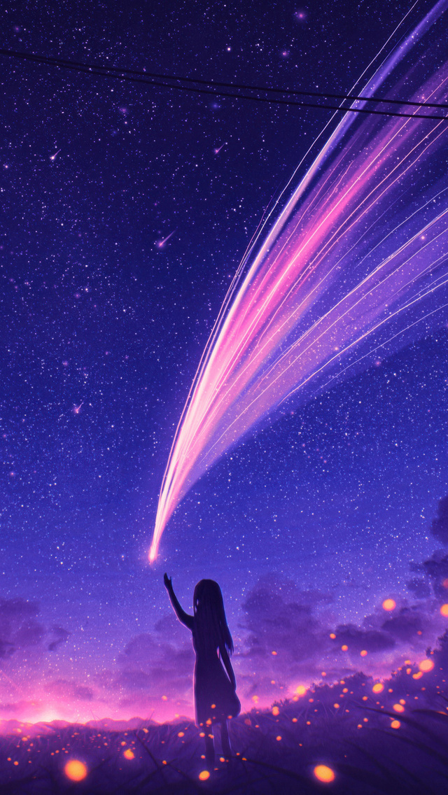 640x1136 Anime Wish Girl Under Starfall iPhone 5,5c,5S,SE ,Ipod Touch ...