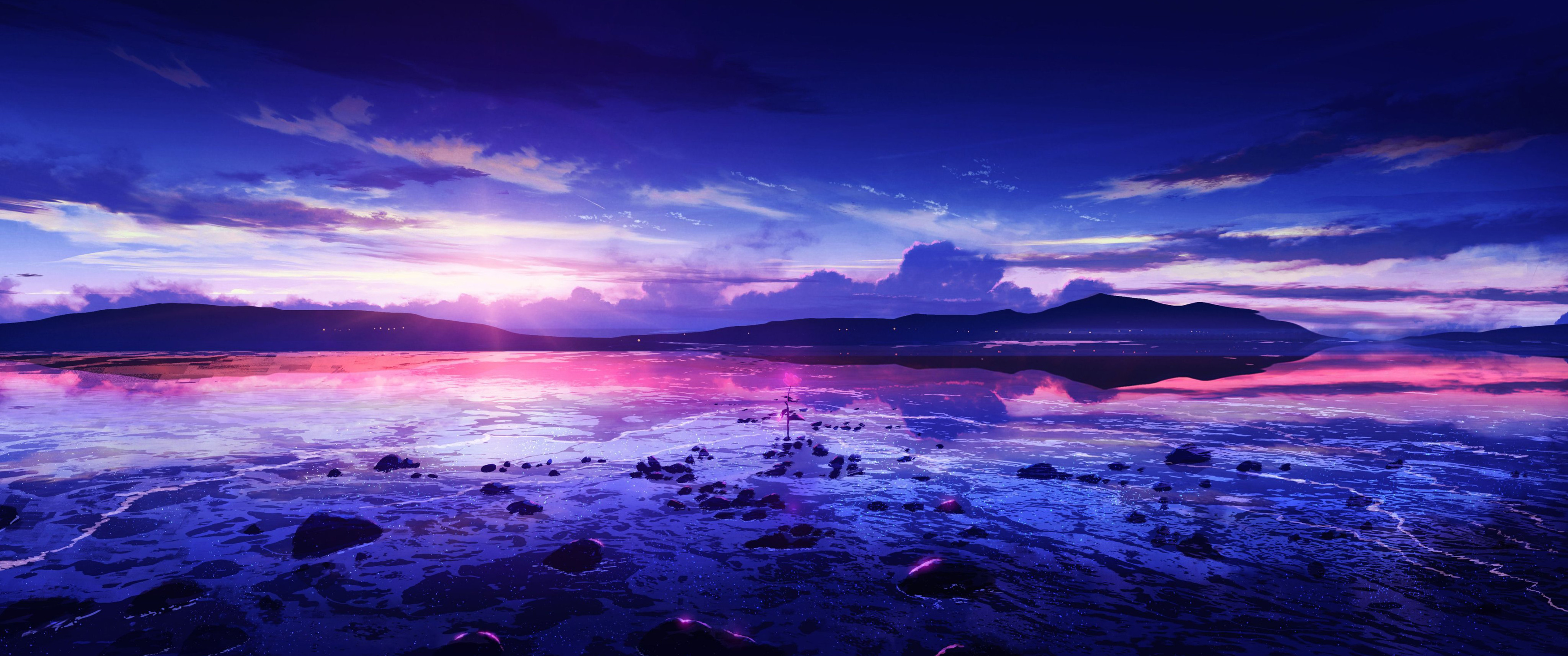 3440x1440 Aqua Dreams Serene Anime Water Landscape UltraWide Quad HD ...