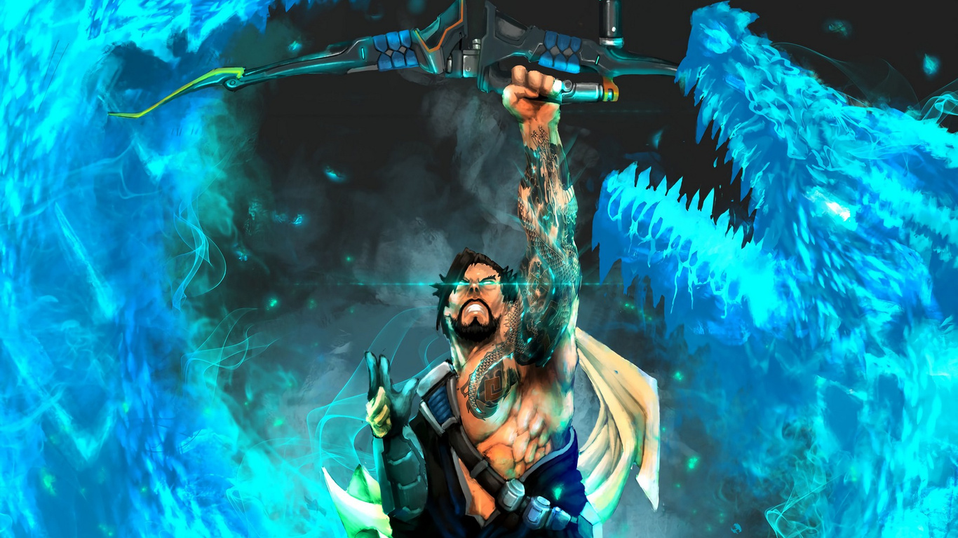1366x768 Archer Dragon Hanzo Overwatch Laptop HD ,HD 4k Wallpapers ...