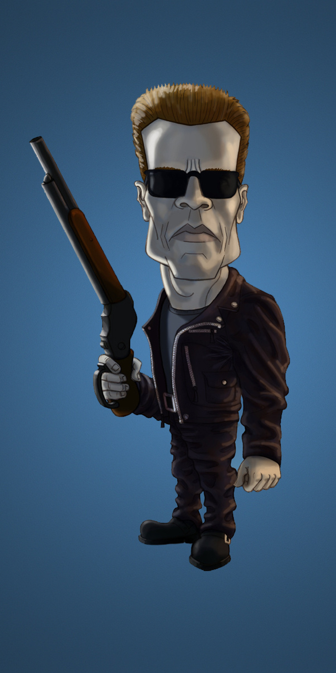 1080x2160 Arnold Schwarzenegger Terminator Cartoon Shotgun One Plus 5T ...