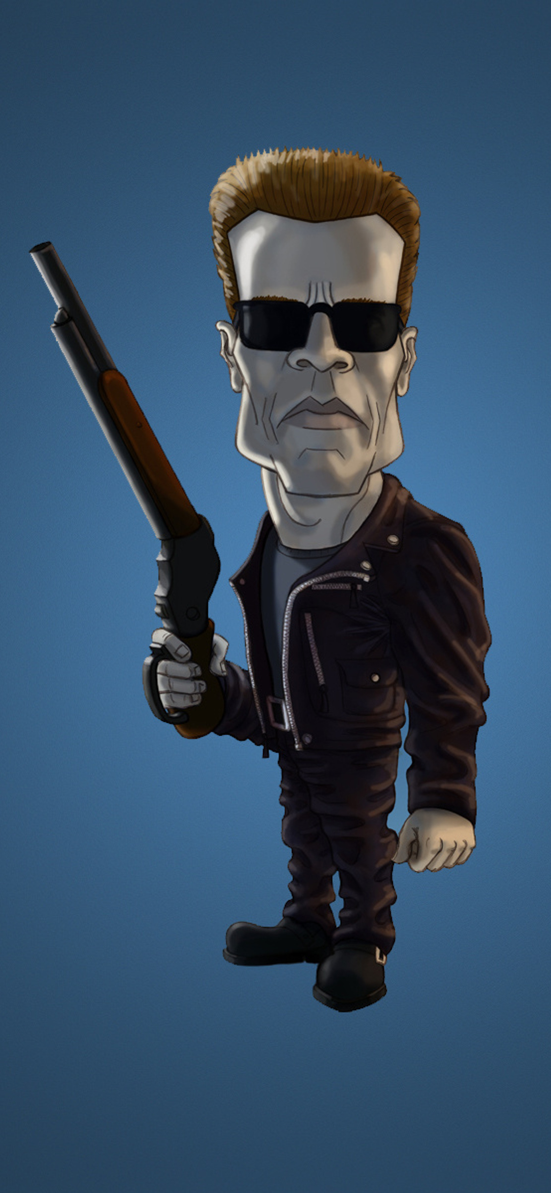 1125x2436 Arnold Schwarzenegger Terminator Cartoon Shotgun Iphone XS ...