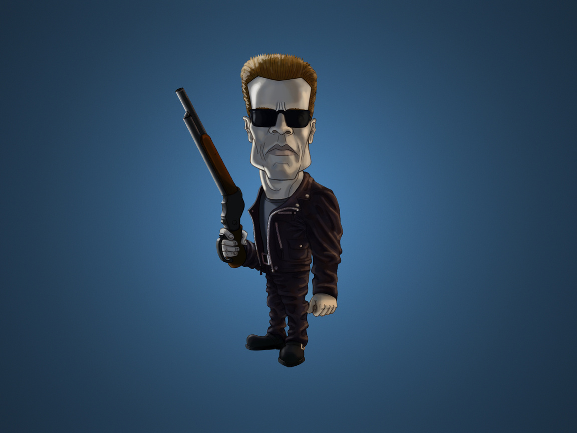 1152x864 Arnold Schwarzenegger Terminator Cartoon Shotgun Wallpaper ...