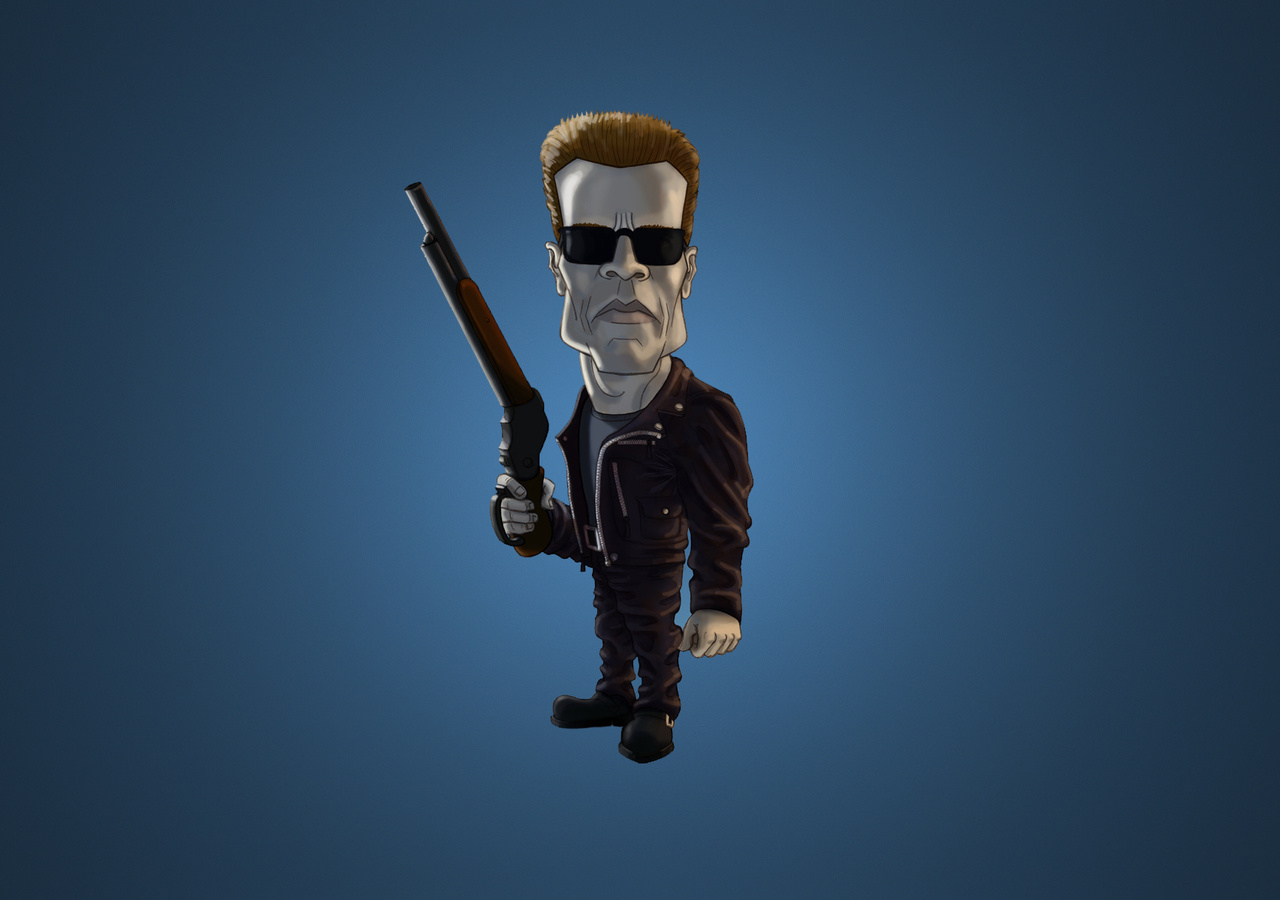1280x900 Arnold Schwarzenegger Terminator Cartoon Shotgun 1280x900 ...