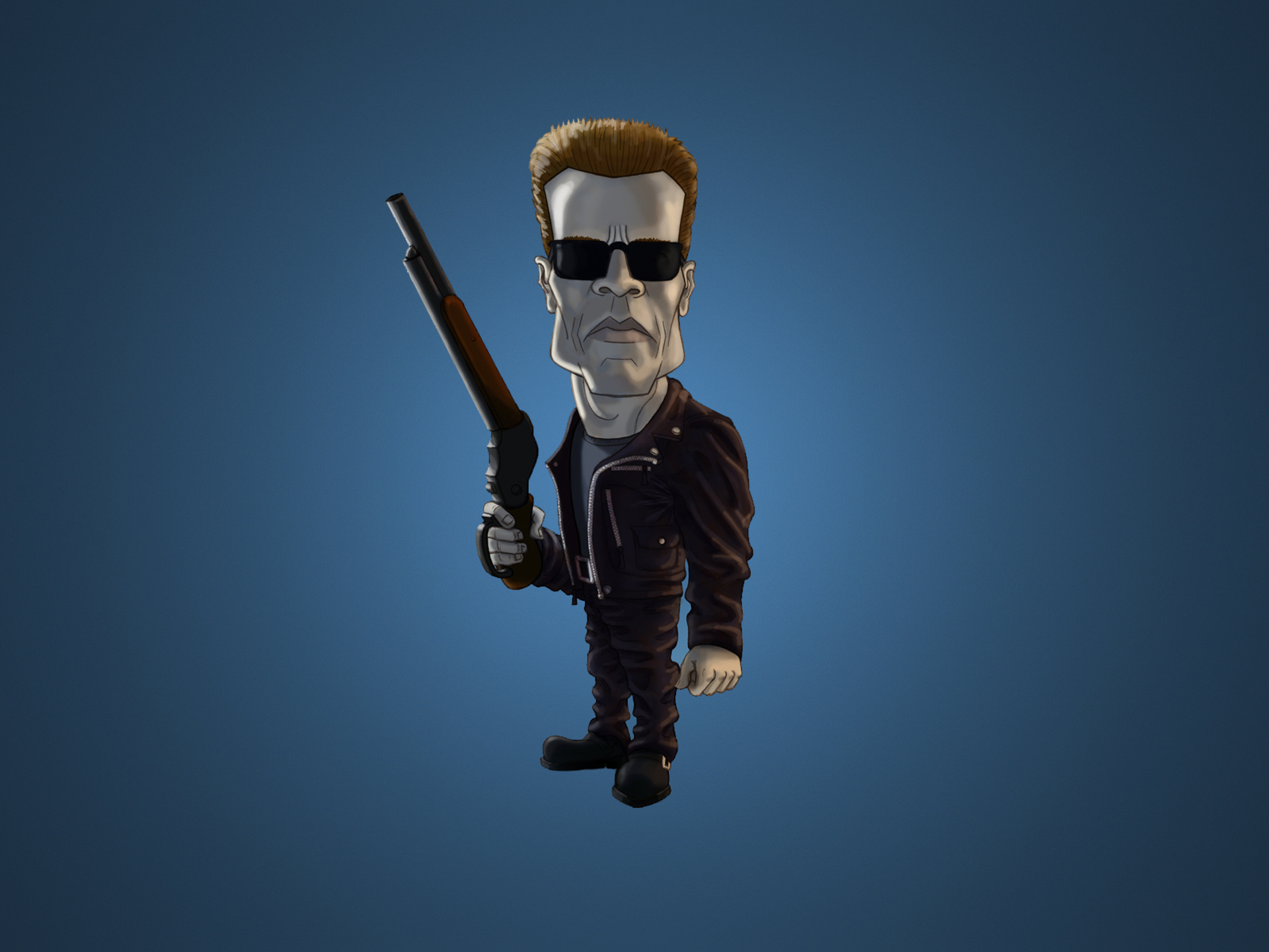 1920x1440 Arnold Schwarzenegger Terminator Cartoon Shotgun 1920x1440 ...