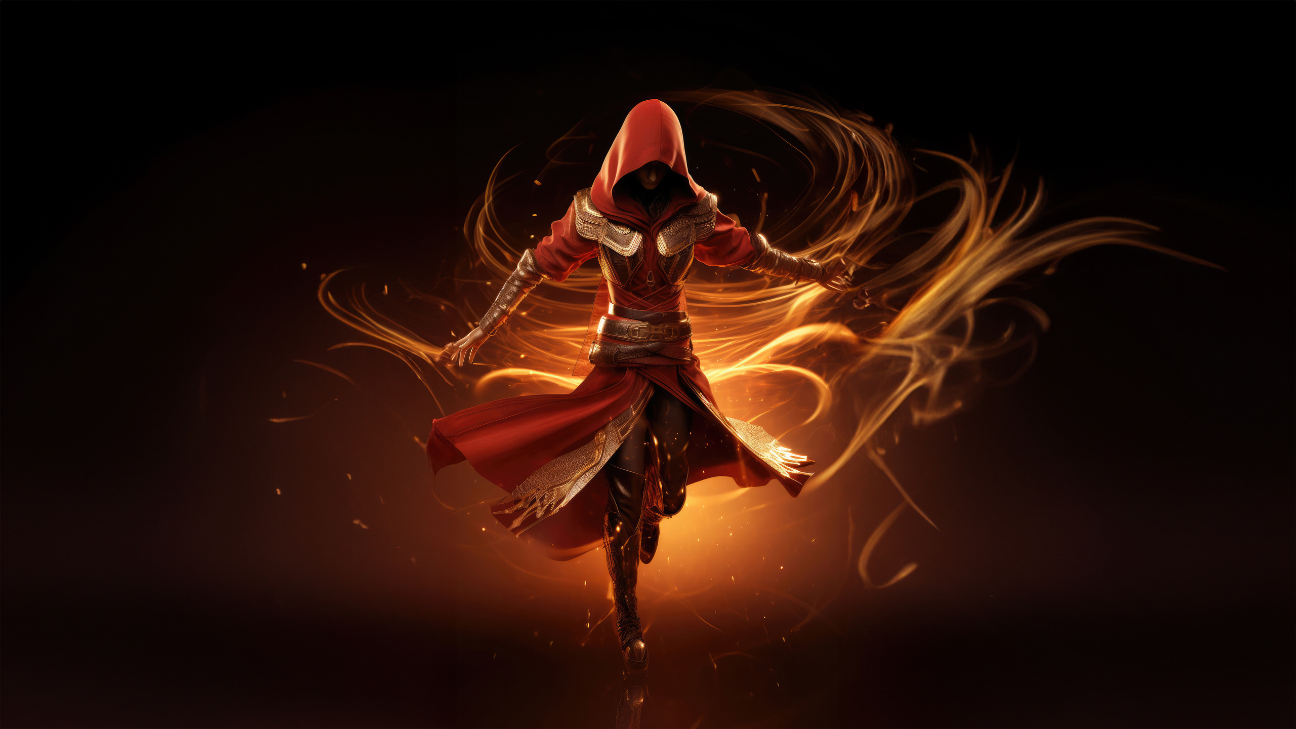 2560x1440 Assassin Girl Ignites The Night With Flames 1440P Resolution ...