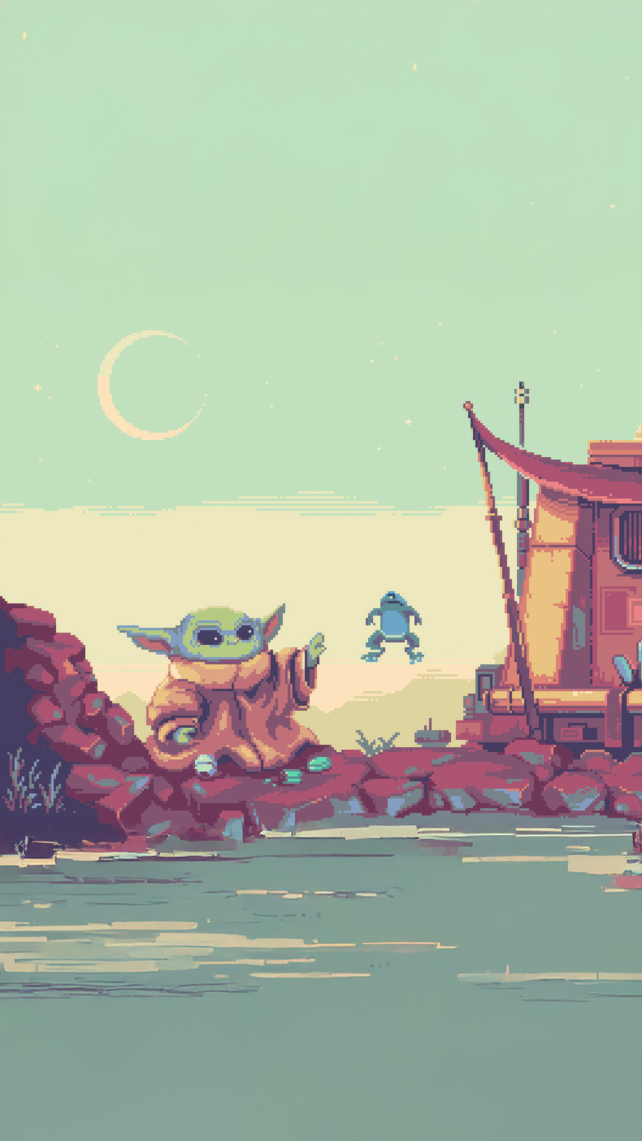 2160x3840 Baby Yoda In Mandalorian Pixel Art Sony Xperia X,XZ,Z5 ...