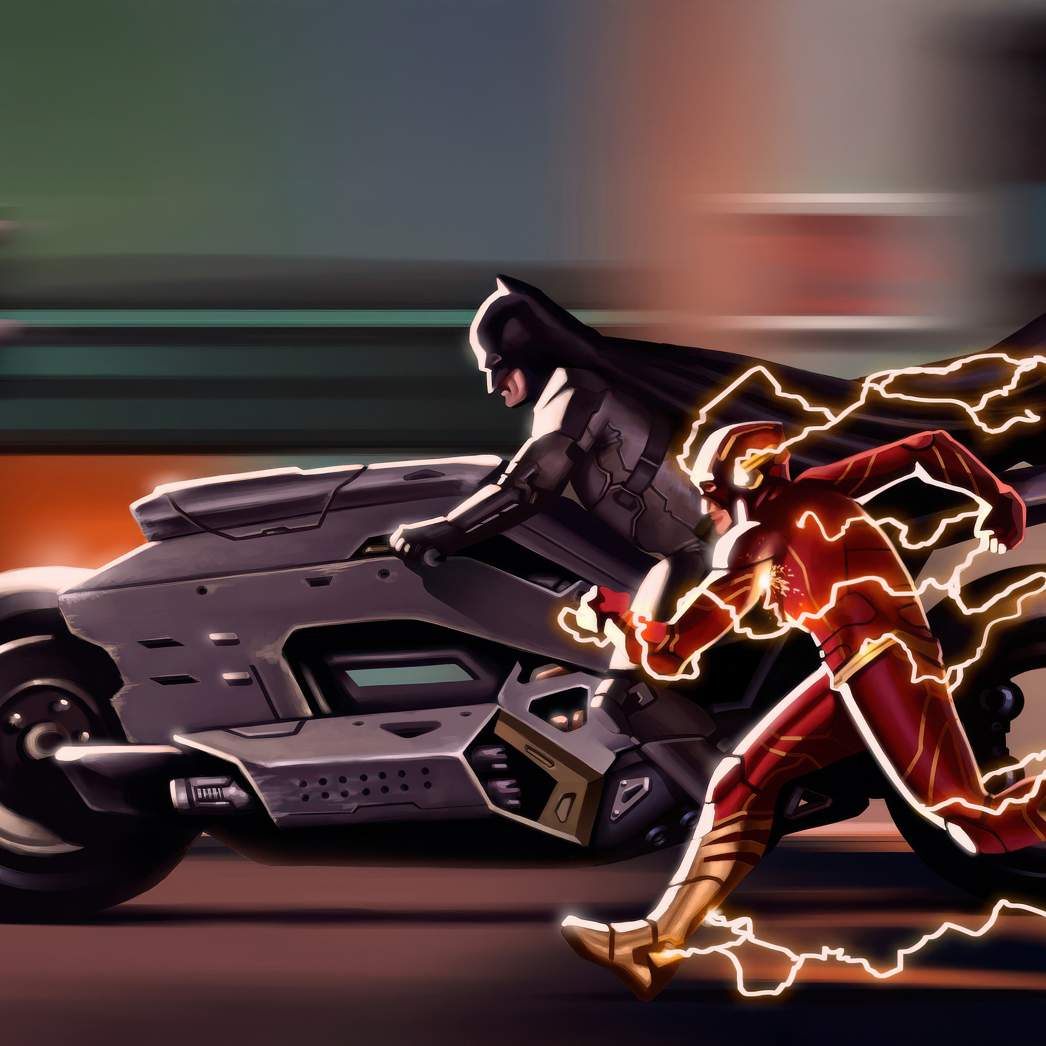 2048x2048 Batman Chasing In Batpod With Flash Ipad Air ,HD 4k ...