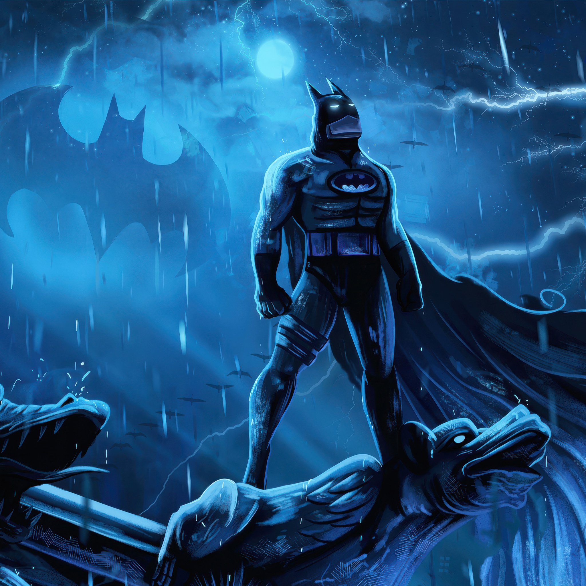 2048x2048 Batman Over Gotham Skyline Ipad Air ,HD 4k Wallpapers,Images ...