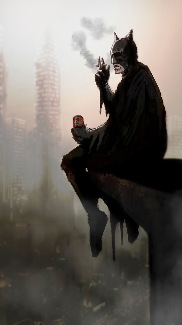 750x1334 Batman Smoking And Drinking Beer Art iPhone 6, iPhone 6S ...