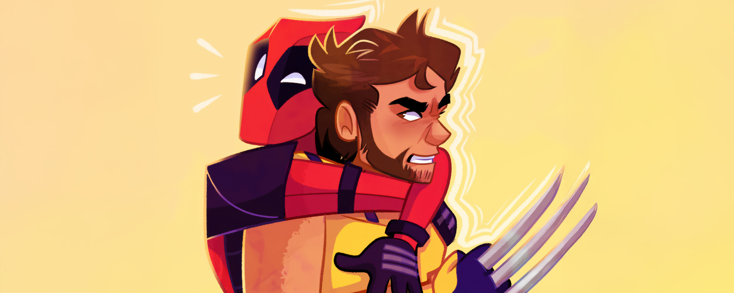 2560x1024 Battle Ready Deadpool And Wolverine Side By Side Wallpaper ...