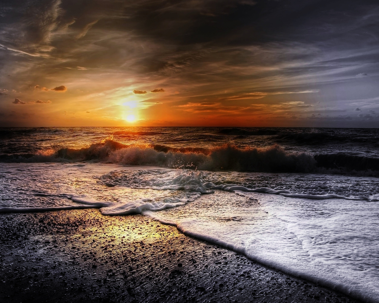 1280x1024 Beach Summer Sunset Waves Wallpaper,1280x1024 Resolution HD ...
