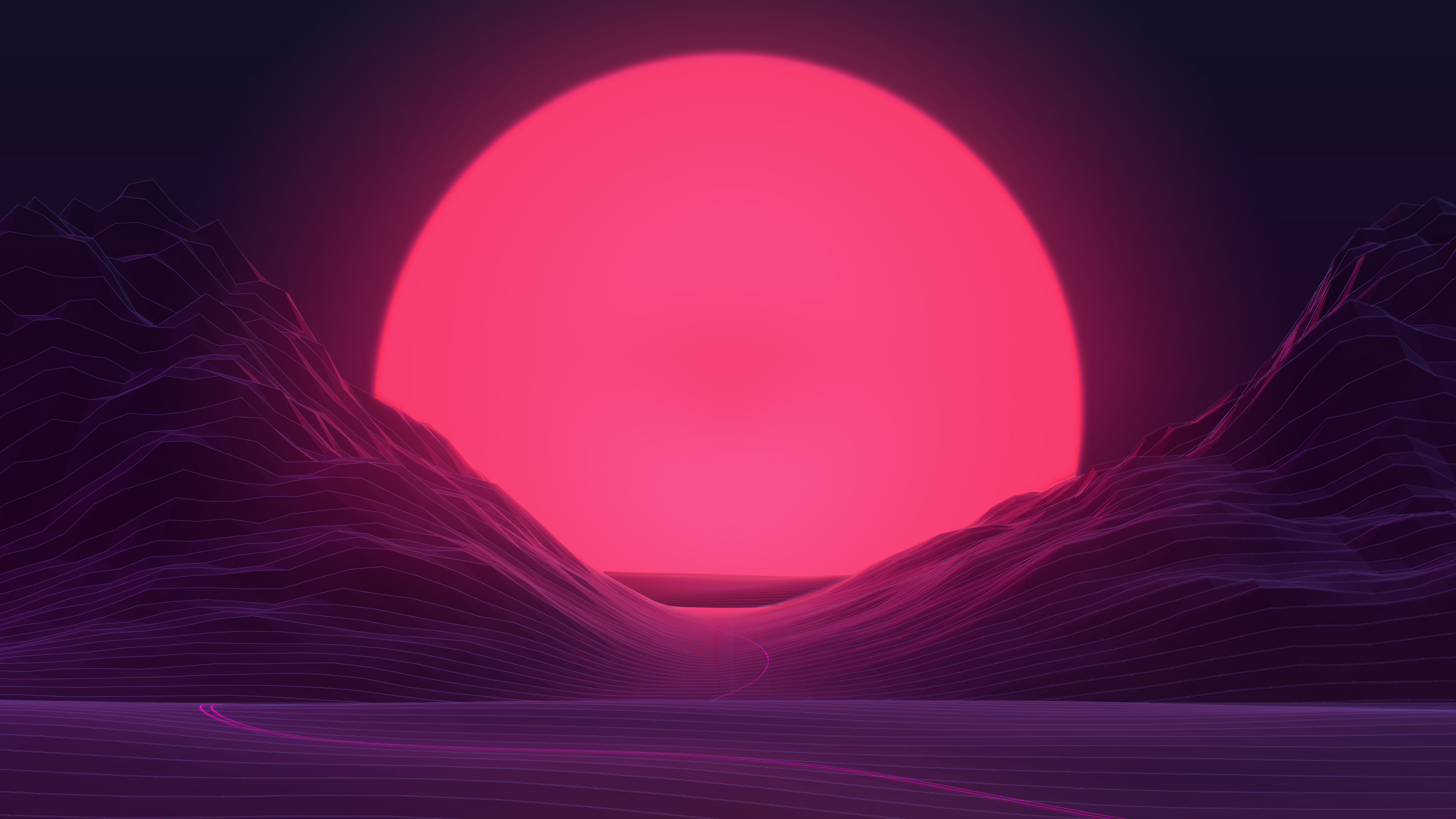2560x1440 Big Sun Neon Mountains 4k 1440P Resolution ,HD 4k Wallpapers ...
