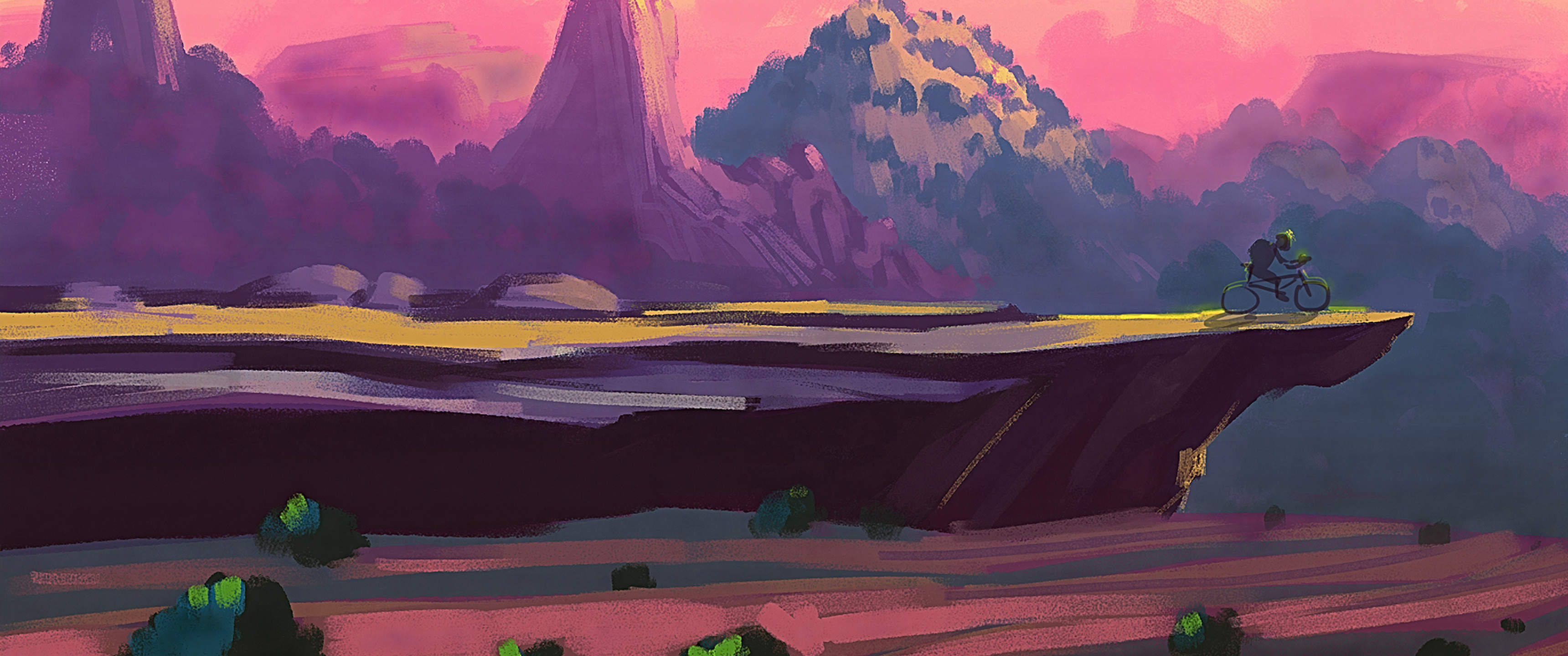 3440x1440 Biking To The Edge Of Mountain Cliff UltraWide Quad HD 1440P ...