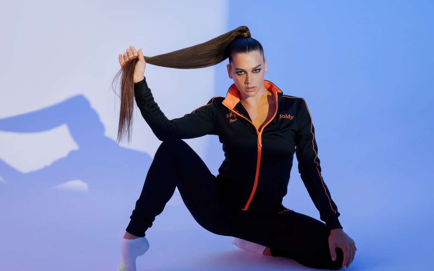 1440x900 Black And Orange Tracksuit Model Posing Wallpaper,1440x900 ...