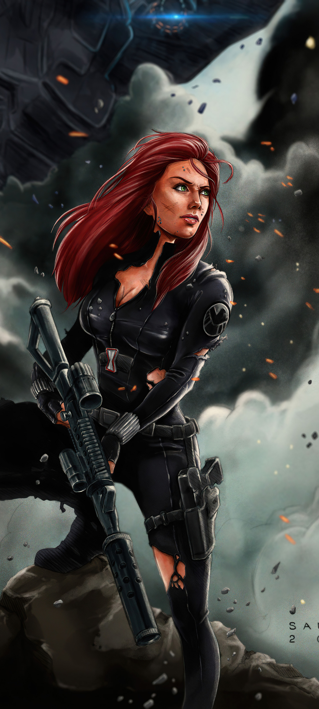 1080x2400 Black Widow Marvel Illustration 4k Google Pixel 7 ,HD 4k ...