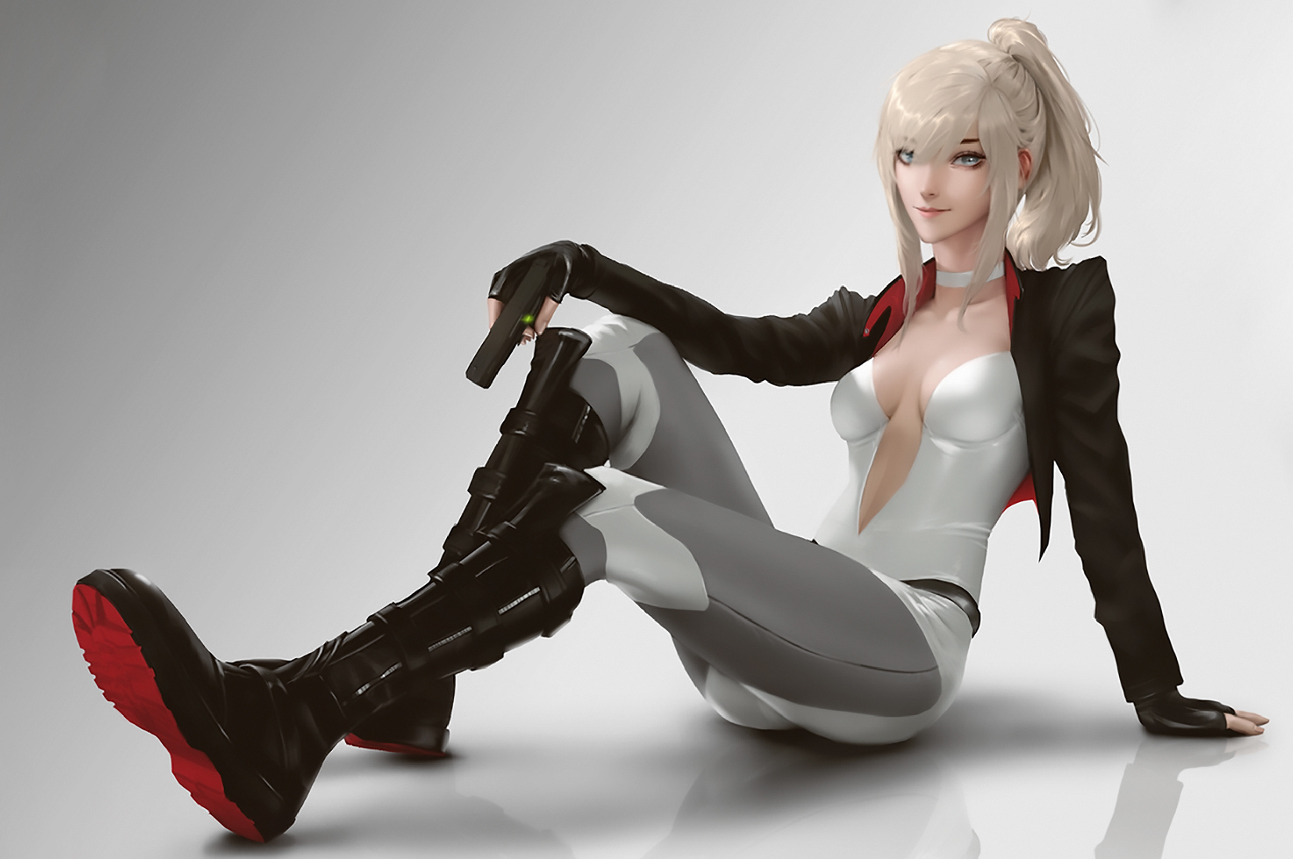2560x1700 Blonde Beautiful Girl With Pistol Artwork Chromebook Pixel