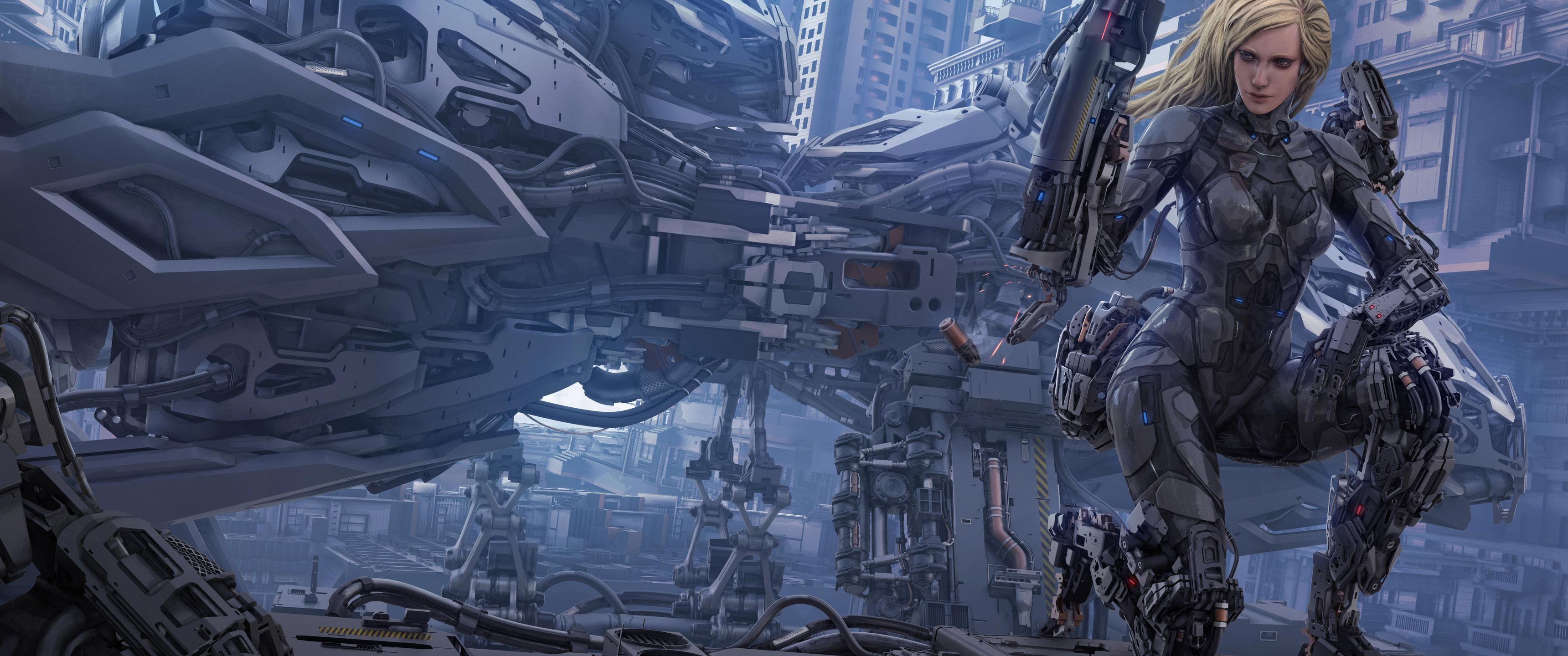 3440x1440 Blonde Cyborg Futuristic Girl UltraWide Quad HD 1440P ,HD 4k ...