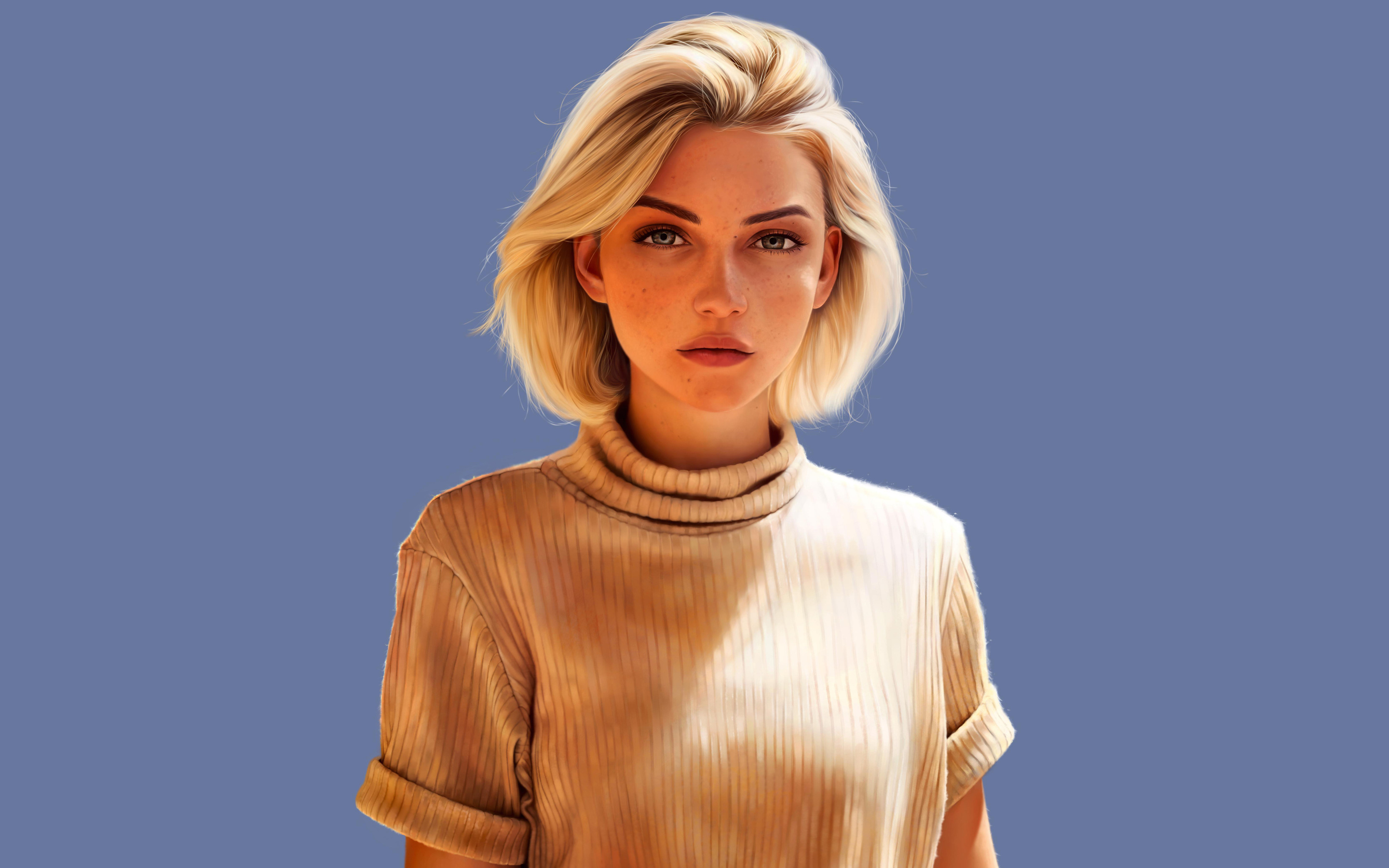 2880x1800 Blonde Girl 5k 2020 Macbook Pro Retina Hd 4k Wallpapers