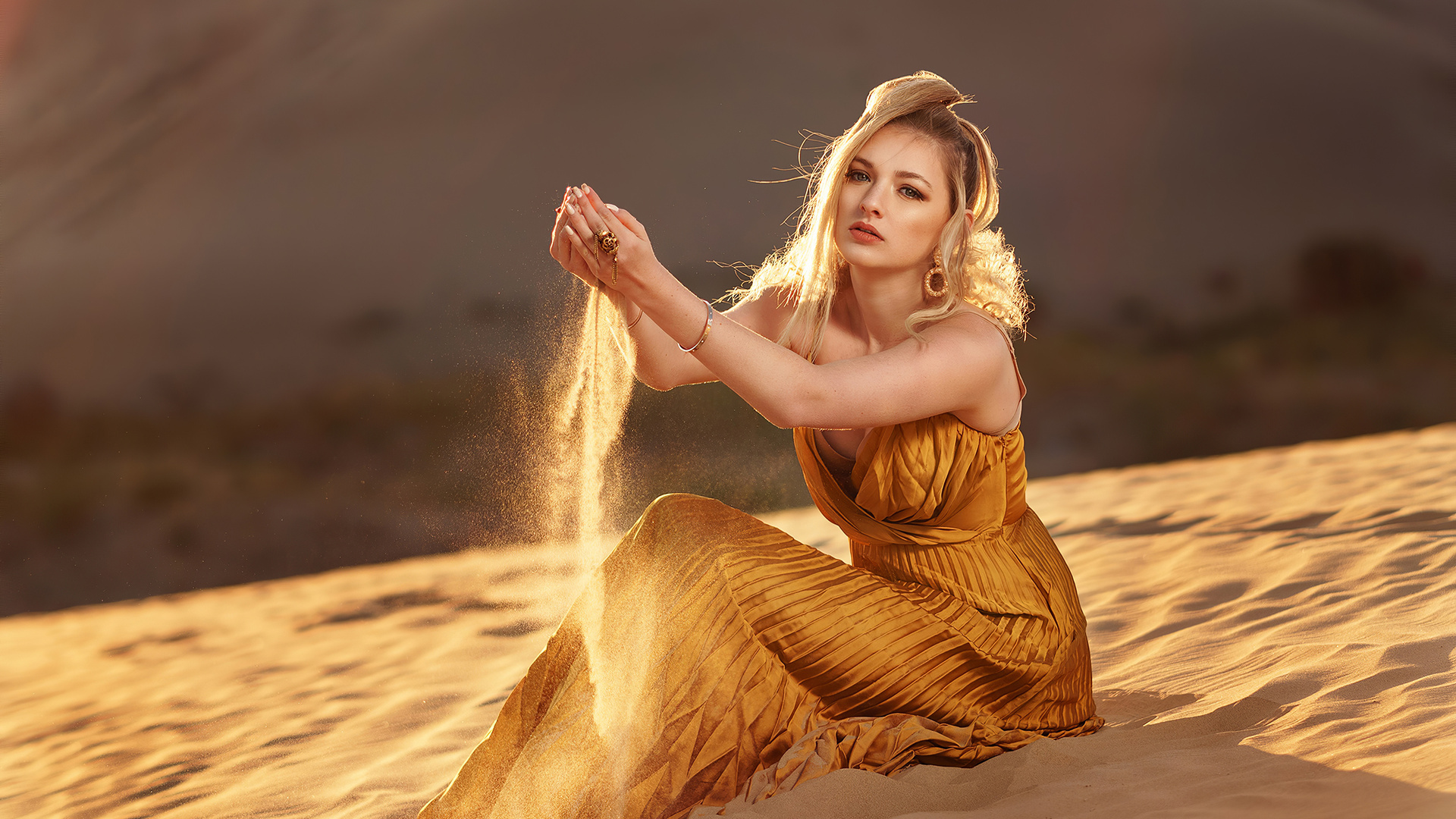 1920x1080 Blonde Girl Desert Photoshoot Laptop Full HD 1080P ,HD 4k ...