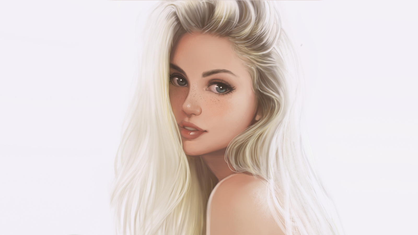 1600x900 Blonde Woman Portrait Digital Art Wallpaper 1600x900