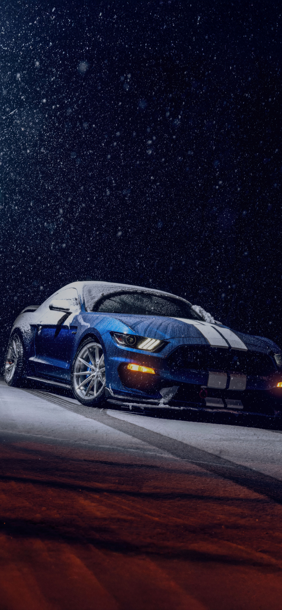 1125x2436 Blue Ford Mustang In The Snow Iphone XS,Iphone 10,Iphone X ...