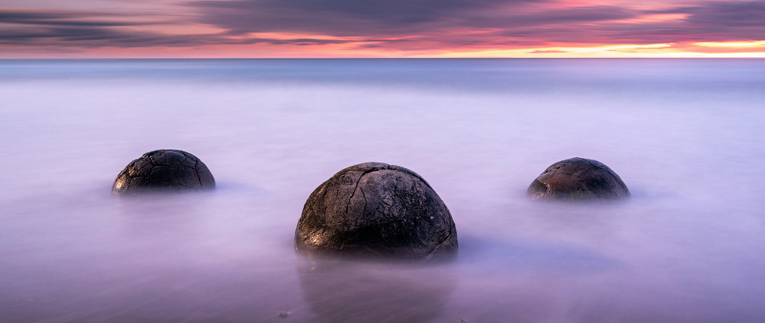 2560x1080 Boulder Beach Highcliff Dunedin New Zealand Wallpaper ...