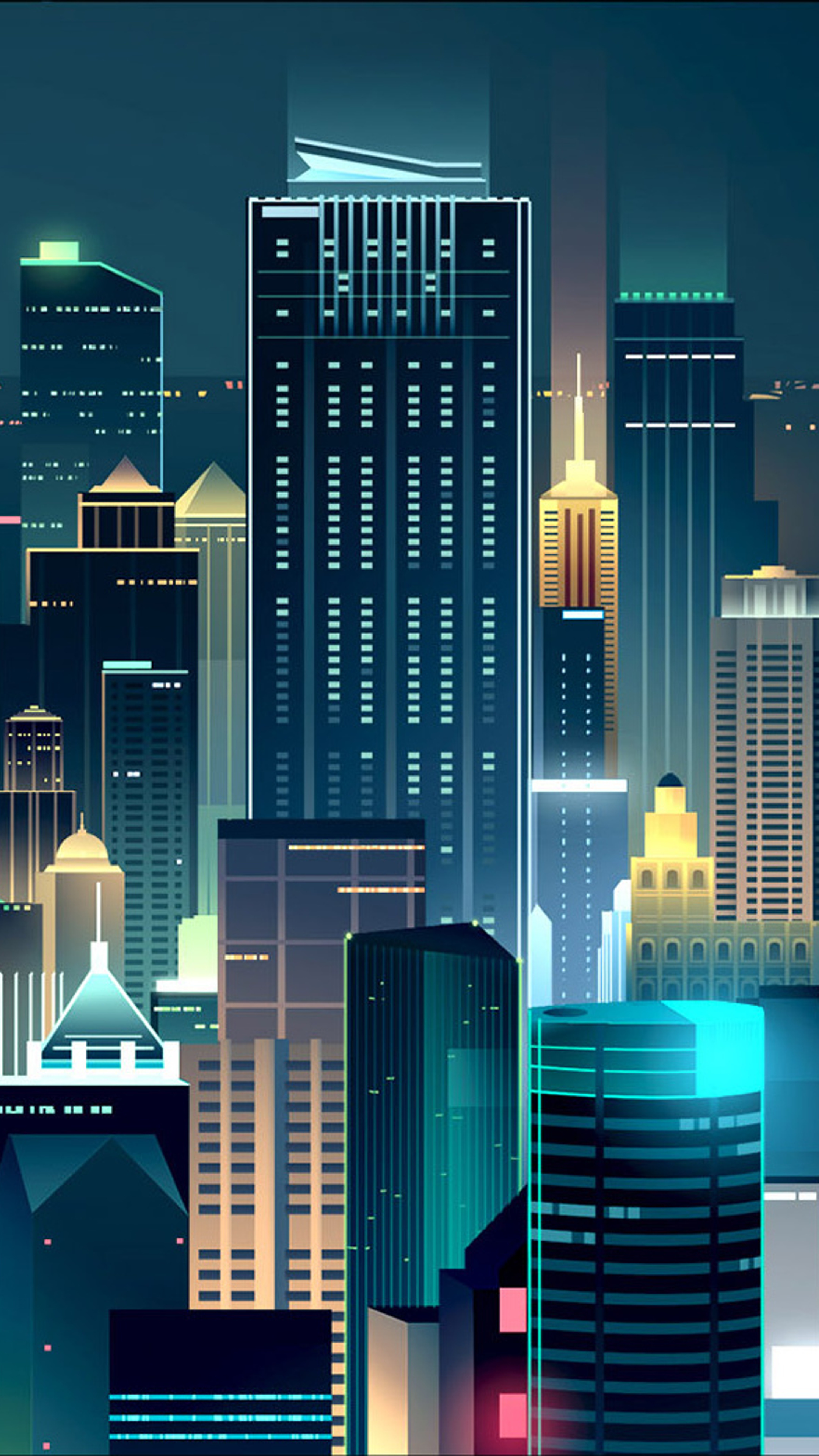 2160x3840 Buildings Lights Skyline Minimalist Sony Xperia X Xz Z5