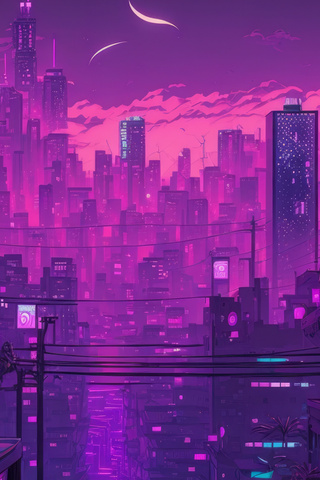 320x480 Buildings Purple Ai Art Apple Iphone,iPod Touch,Galaxy Ace ,HD ...