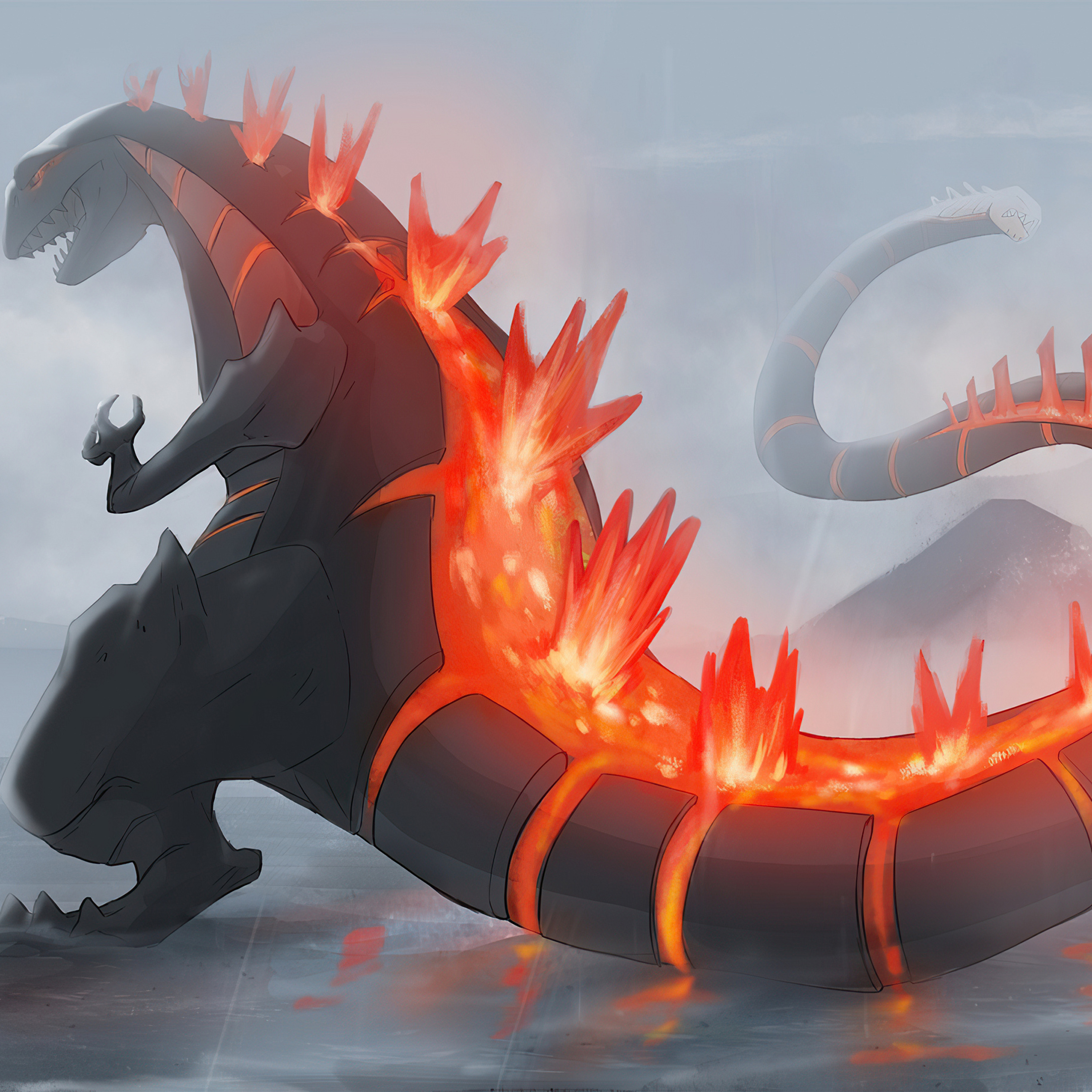 2932x2932 Burning Godzilla 4k Ipad Pro Retina Display ,HD 4k Wallpapers ...