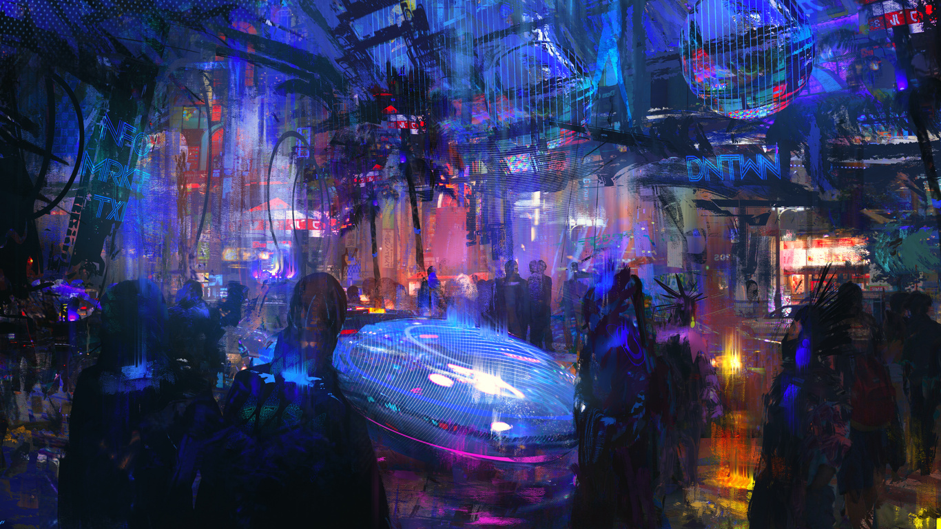 1366x768 Busy Cyber Street 4k Laptop HD ,HD 4k Wallpapers,Images ...