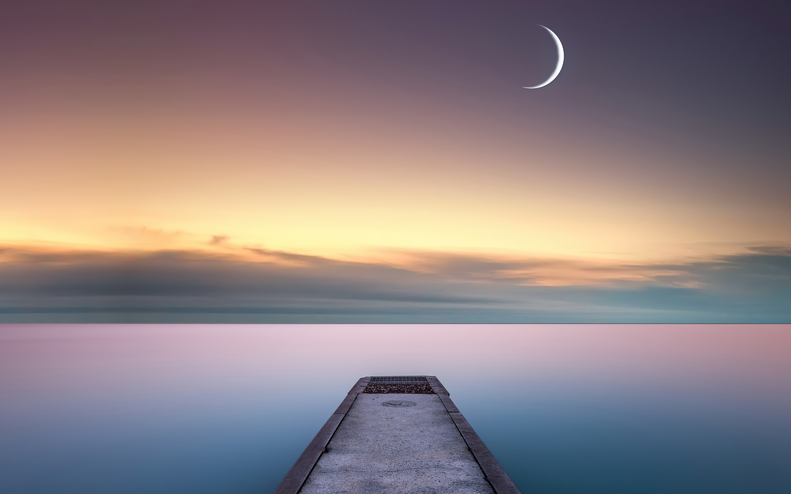2560x1600 Calm Water And Pier Moon Wallpaper,2560x1600 Resolution HD 4k ...